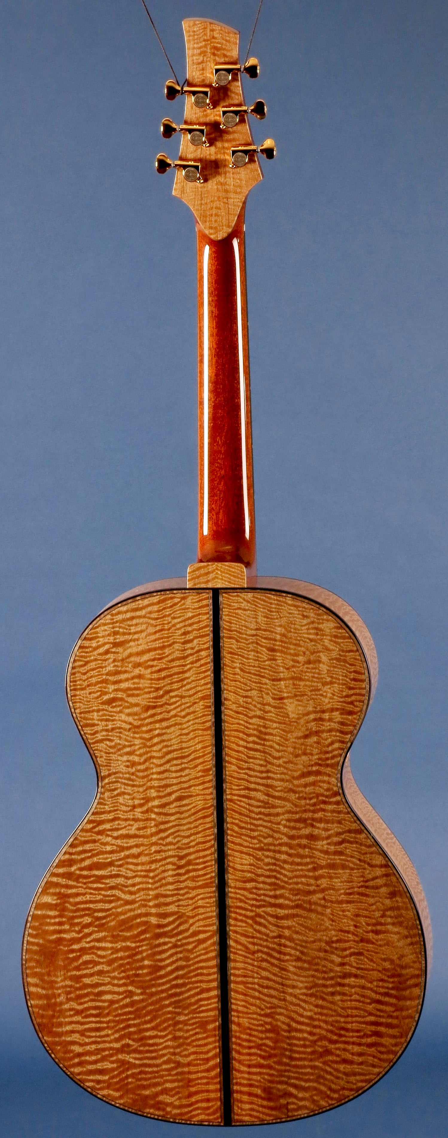 00 Size Guitar in Highly-Flamed Pyinma and Pyinma Burl – Cook Woods